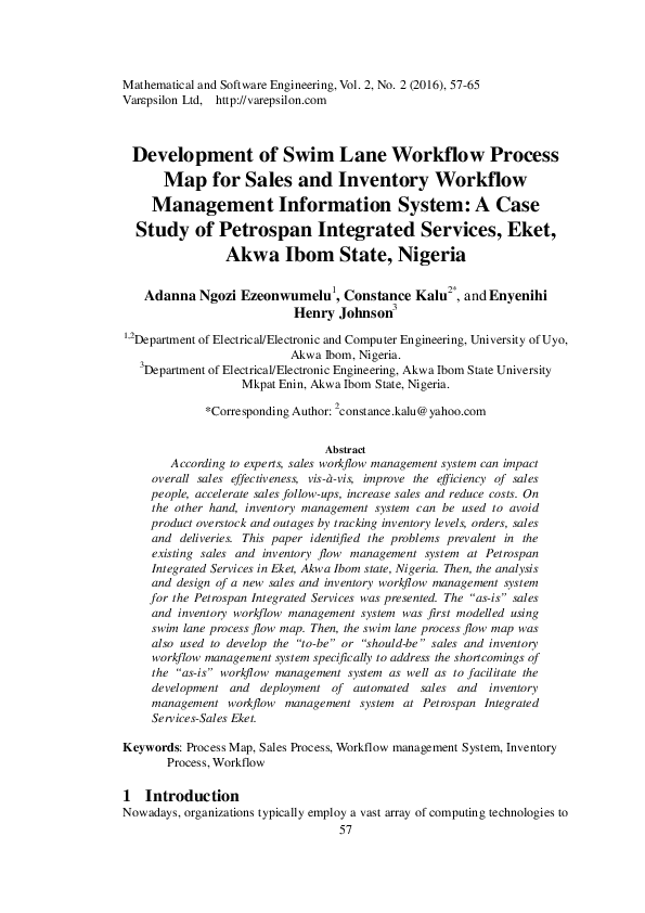 (PDF) Development of Swim Lane Workflow Process Map for Sales and Inventory Workflow Management ...