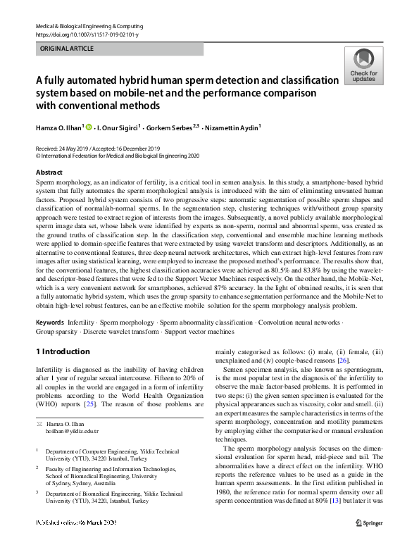 Pdf A Fully Automated Hybrid Human Sperm Detection And Classification System Based On Mobile