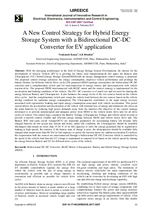 (PDF) A New Control Strategy for Hybrid Energy Storage System with a ...