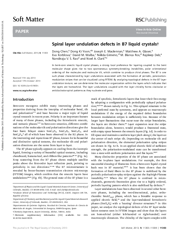 (PDF) Spiral layer undulation defects in B7 liquid crystals | Noel ...
