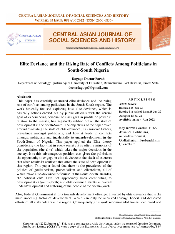 (PDF) Elite Deviance and the Rising Rate of Conflicts Among Politicians ...