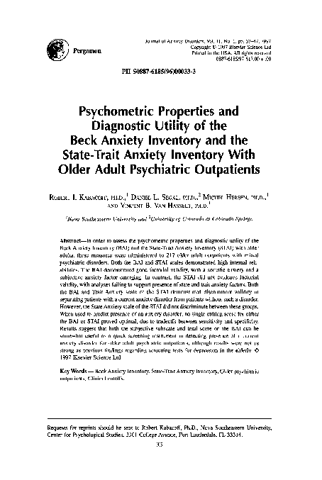 (PDF) Psychometric properties and diagnostic utility of the Beck ...