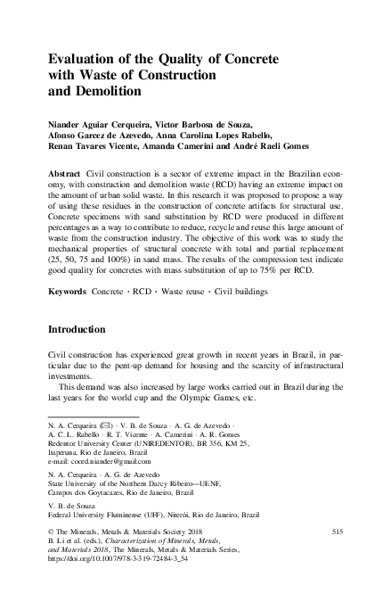 (PDF) Evaluation of the Quality of Concrete with Waste of Construction ...
