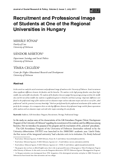 (PDF) Recruitment and Professional Image of Students at One of the ...