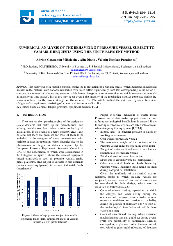 (PDF) Numerical Analysis of the Behavior of Pressure Vessel Subject to Variable Requests Using ...