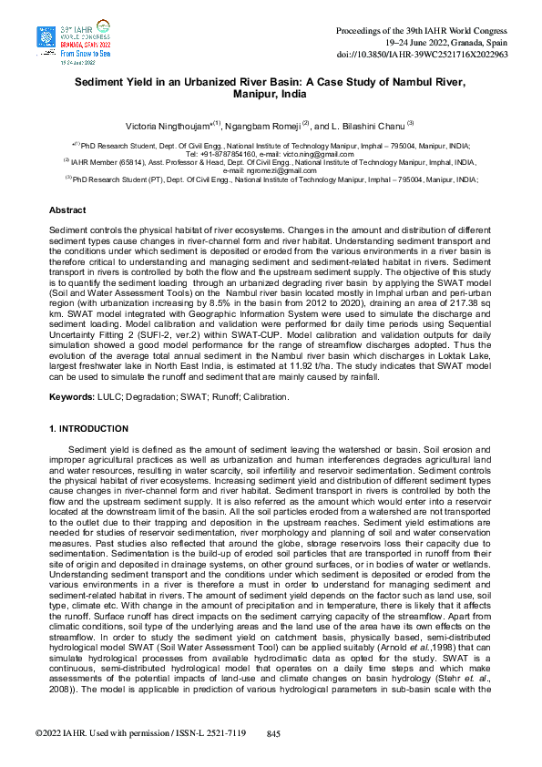 (PDF) Sediment Yield in an Urbanized River Basin: A Case Study of ...