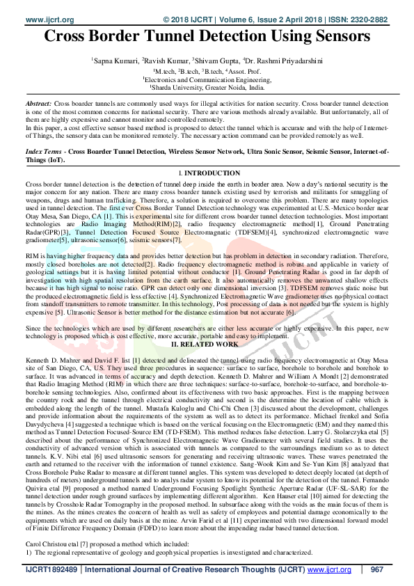 (PDF) Cross Border Tunnel Detection Using Sensors