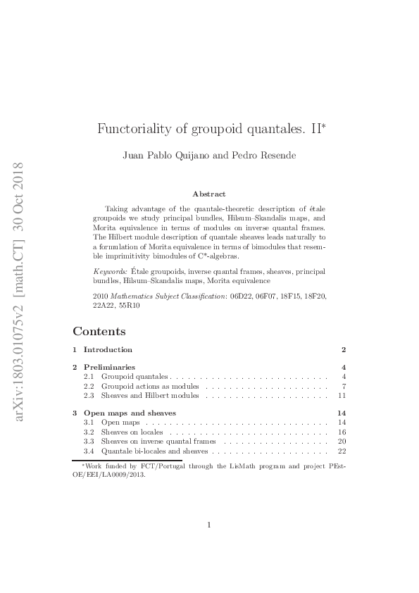 (PDF) Functoriality of Groupoid Quantales. II