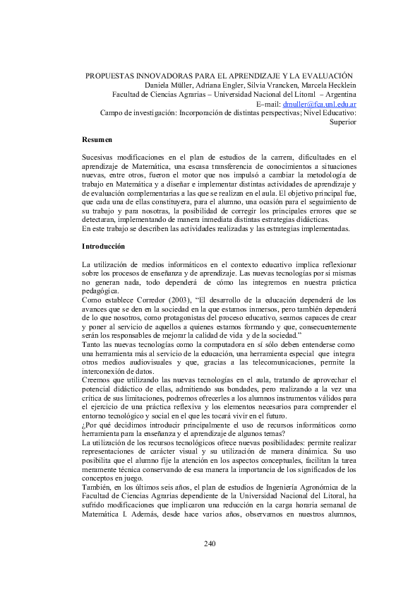 (PDF) Propuestas innovadoras para el aprendizaje y la evaluación