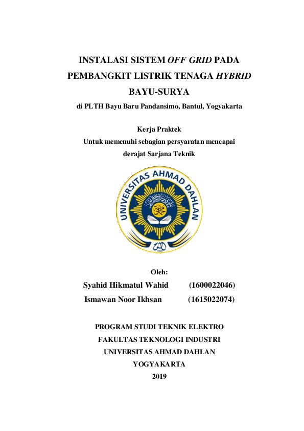 (PDF) Instalasi Sistem Off Grid Pada Pembangkit Listrik Tenaga Hybrid ...