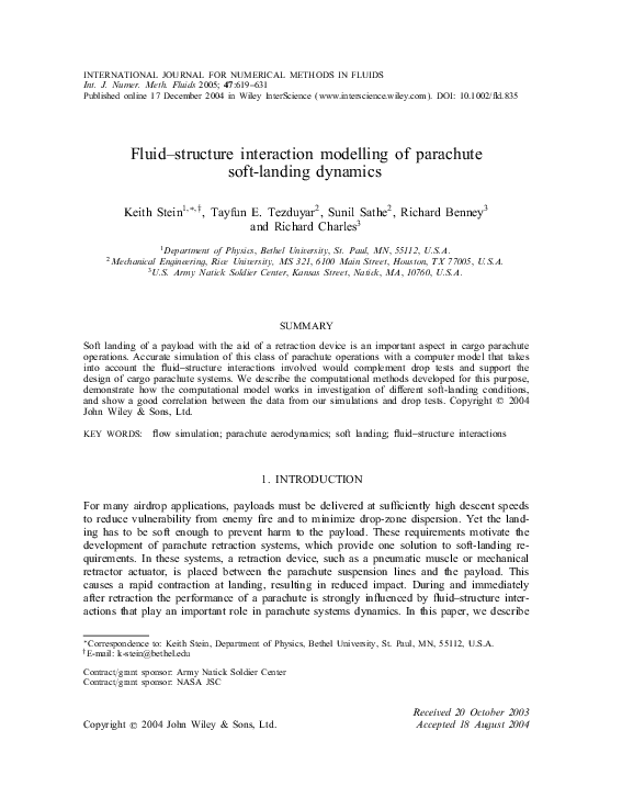 (PDF) Fluid-structure interaction modelling of parachute soft-landing dynamics