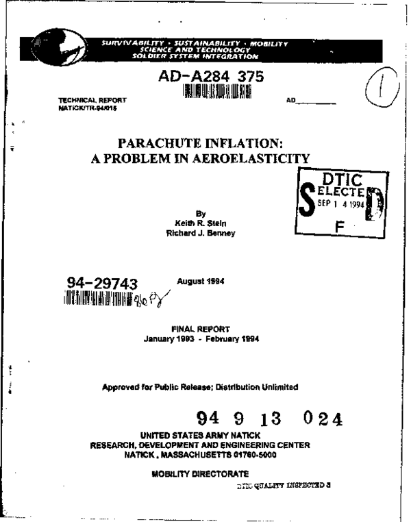 (PDF) Parachute Inflation: A Problem in Aeroelasticity