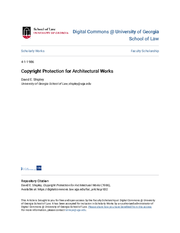 (PDF) Copyright Protection for Architectural Works