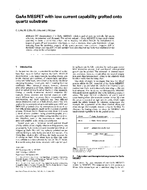 (PDF) GaAs MESFET with low current capability grafted onto quartz substrate