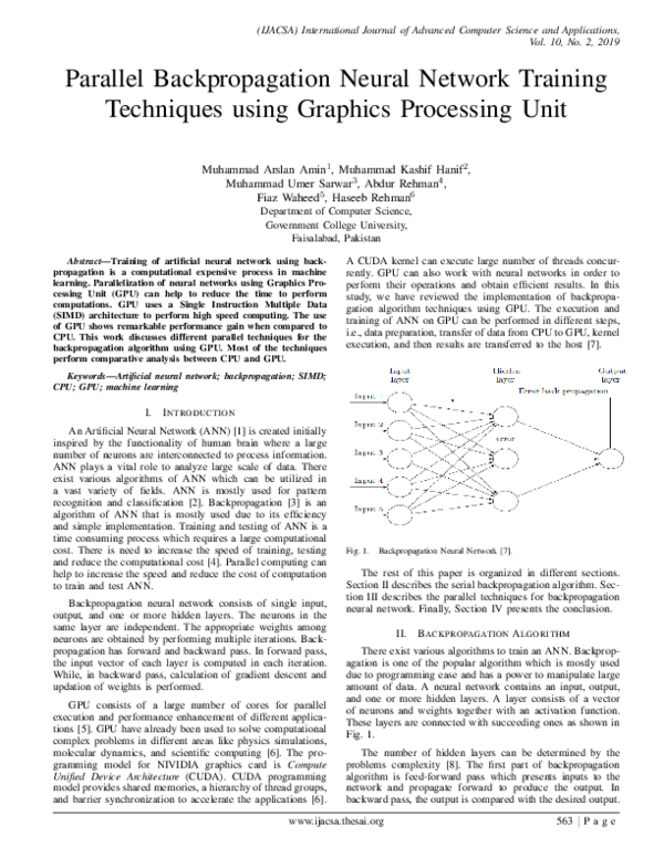 (PDF) Parallel Backpropagation Neural Network Training Techniques using Graphics Processing Unit ...