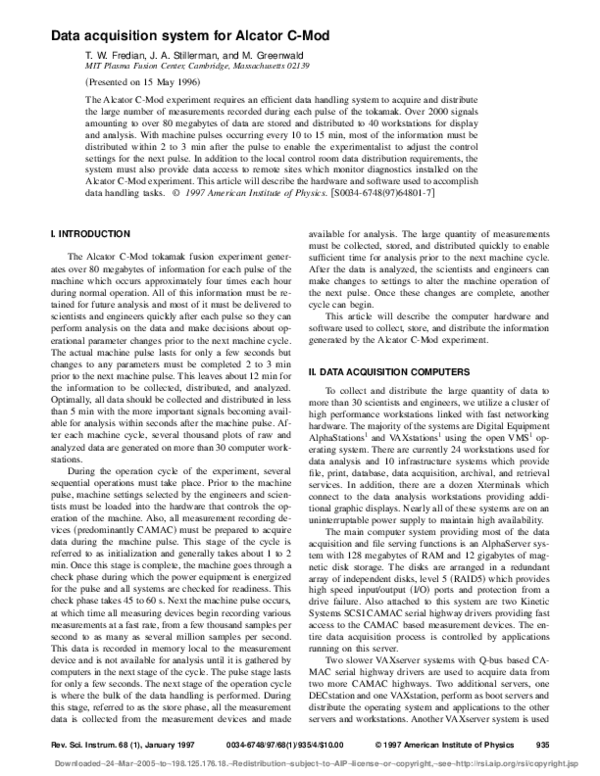 (PDF) Data acquisition system for Alcator