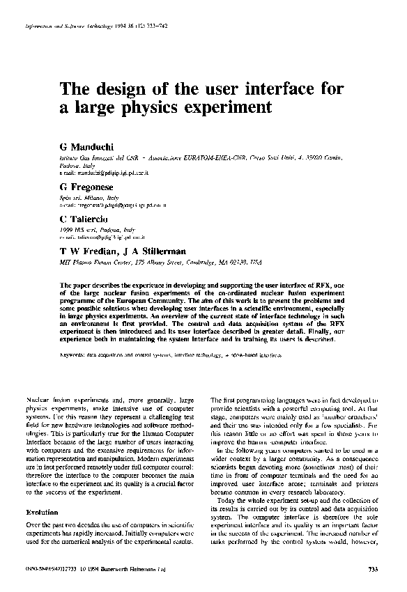 (PDF) The design of the user interface for a large physics experiment