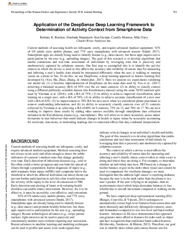(PDF) Application of the DeepSense Deep Learning Framework to Determination of Activity Context ...