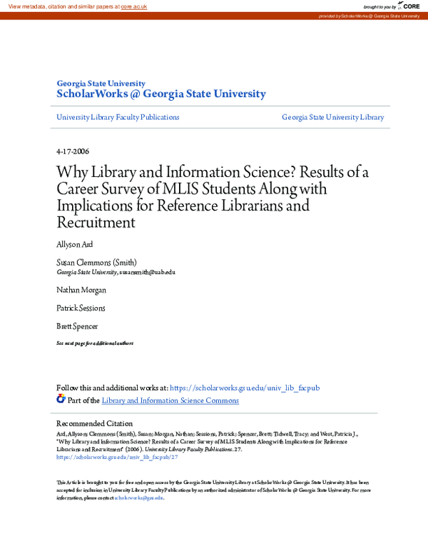 (PDF) Why Library and Information Science? The Results of a Career ...