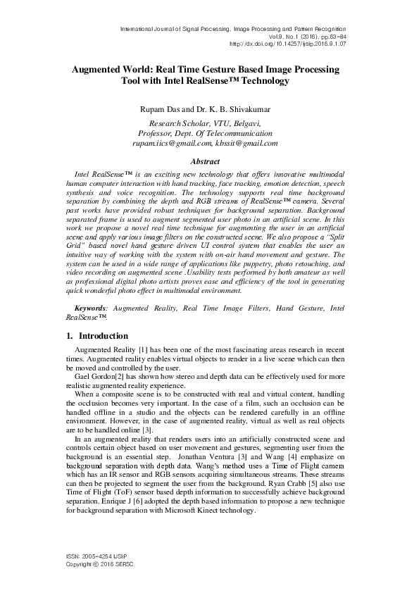 (PDF) Augmented World: Real Time Gesture Based Image Processing Tool with Intel Real Sense ...