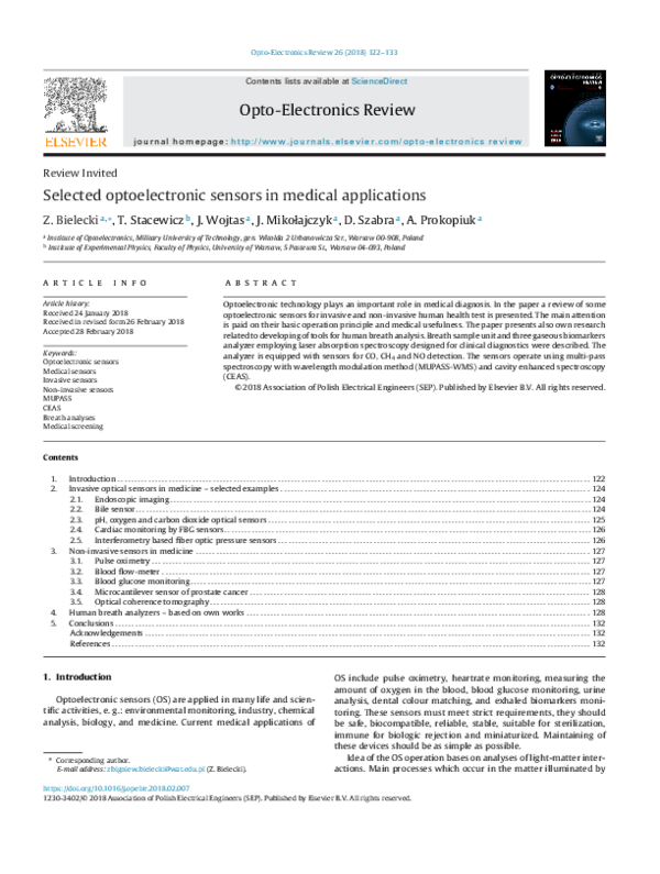 (PDF) Selected optoelectronic sensors in medical applications