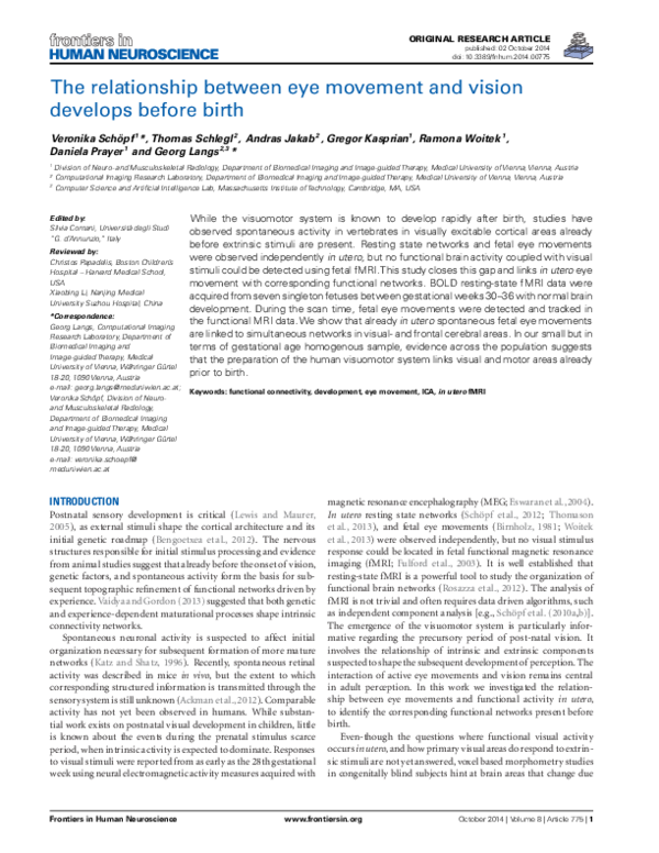 (PDF) The relationship between eye movement and vision develops before ...