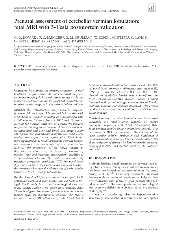 (PDF) Prenatal assessment of cerebellar vermian lobulation: fetal MRI ...