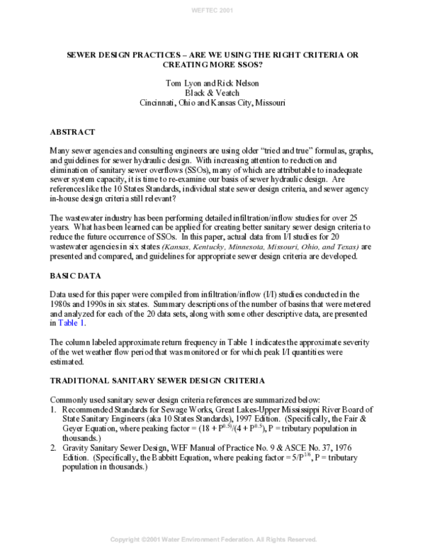 (PDF) Sewer Design Practices – Are We Using the Right Criteria or ...