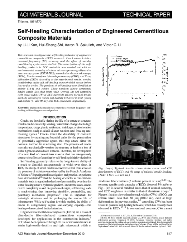 (PDF) Self-Healing Characterization of Engineered Cementitious Composite Materials