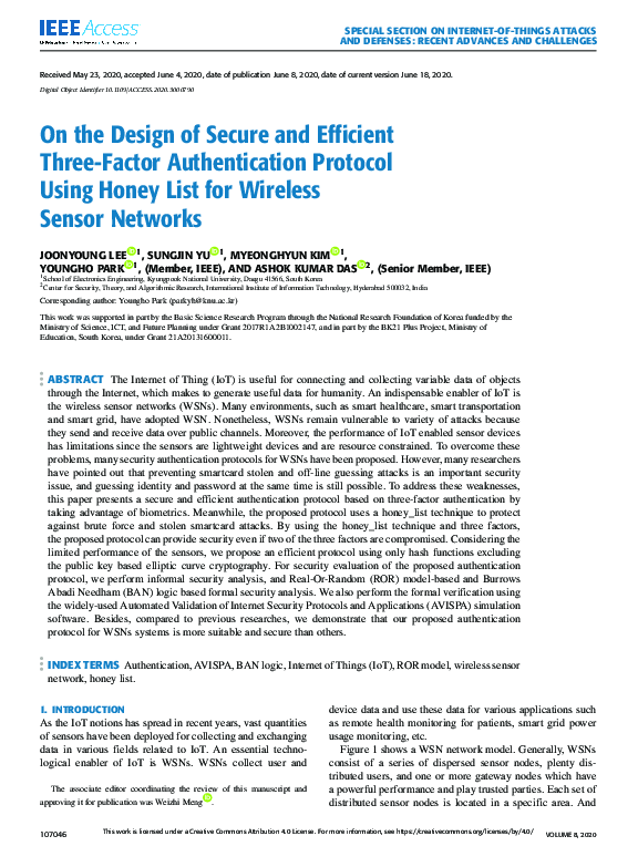 (PDF) On the Design of Secure and Efficient Three-Factor Authentication Protocol Using Honey ...