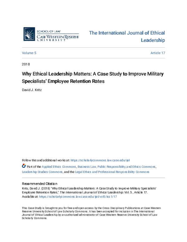(PDF) Why Ethical Leadership Matters: A Case Study to Improve Military ...