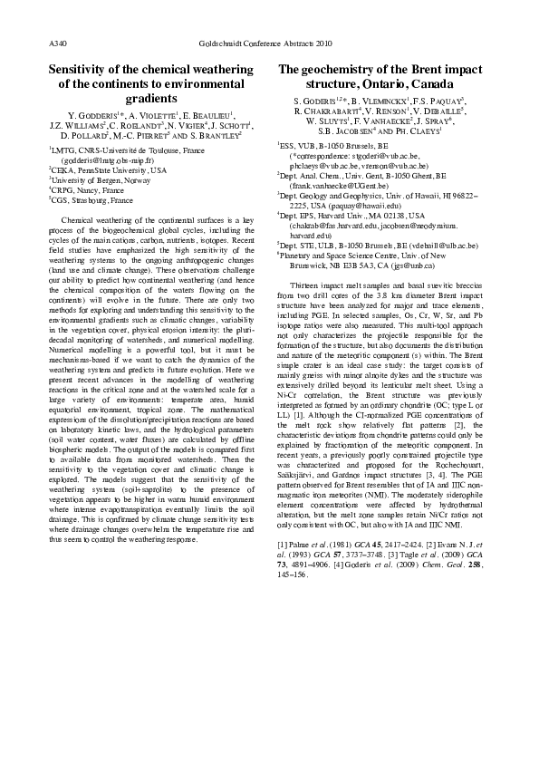 (PDF) Sensitivity of the Chemical Weathering of the Continents to ...
