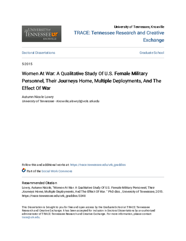 (PDF) Women At War: A Qualitative Study Of U.S. Female Military ...