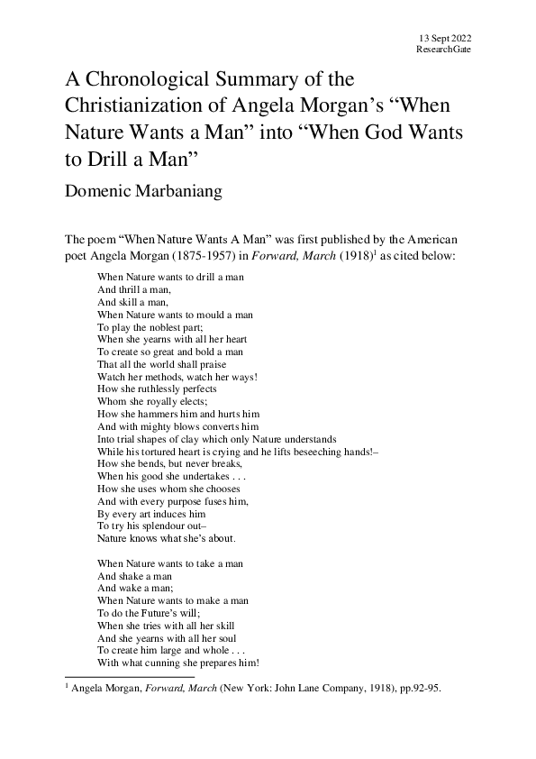 (PDF) Historical Overview of the Origin of the poem "When God Wants to ...