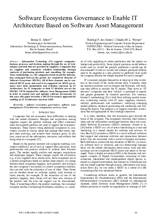 (PDF) Software ecosystems governance to enable IT architecture based on software asset management