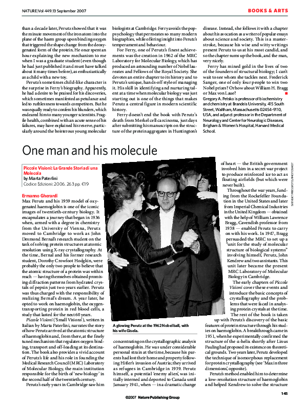 (PDF) Max Perutz: One man and his molecule