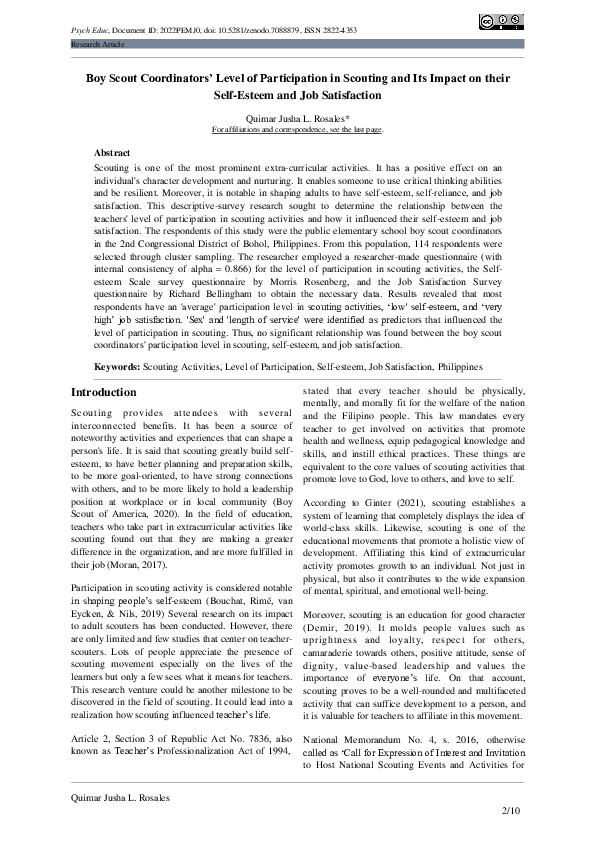 (PDF) Boy Scout Coordinators' Level of Participation in Scouting and Its Impact on their Self ...
