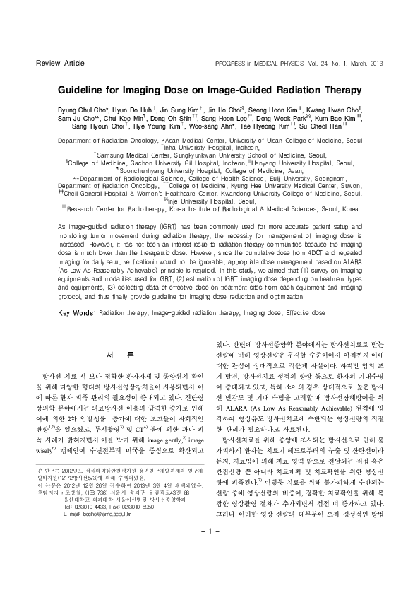 (PDF) Guideline for Imaging Dose on Image-Guided Radiation Therapy
