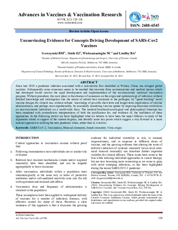 (PDF) Unconvincing Evidence for Concepts Driving Development of SARS ...