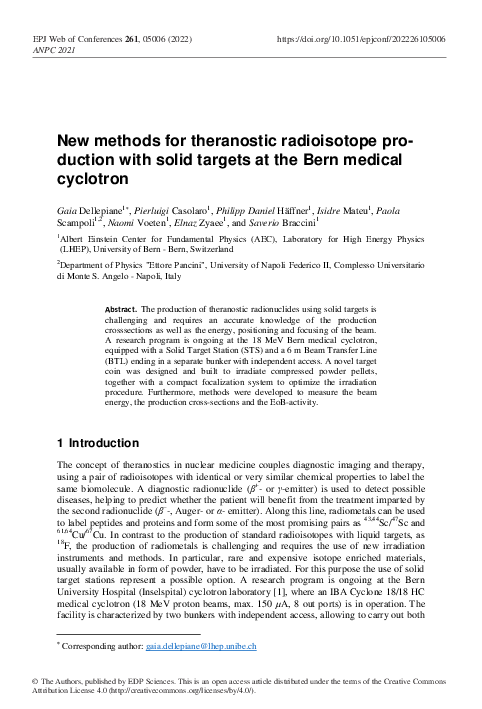 (PDF) New methods for theranostic radioisotope production with solid ...