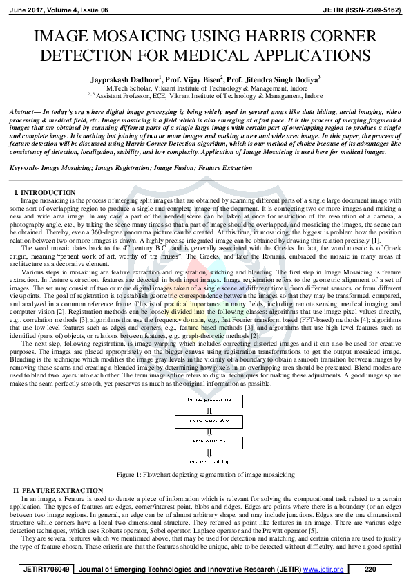 (PDF) Image Mosaicing Using Harris Corner Detection For Medical Applications