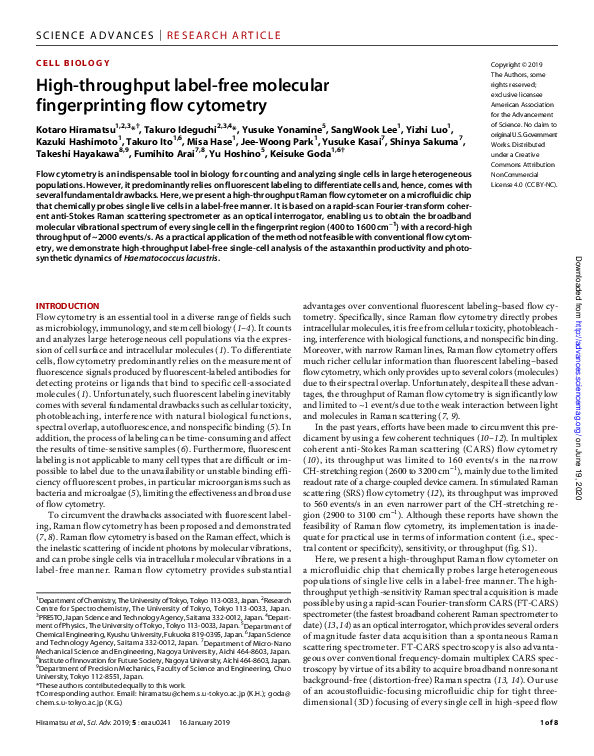 (PDF) High-throughput label-free molecular fingerprinting flow cytometry | Jee-Woong Park ...