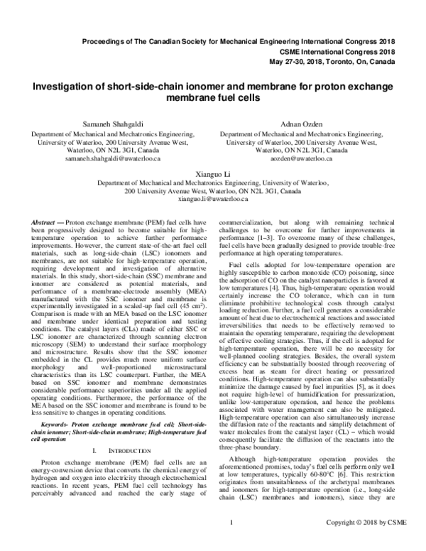 (PDF) Investigation Of Short-Side-Chain Ionomer And Membrane For Proton ...