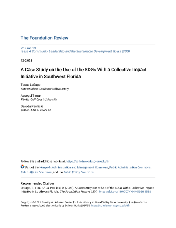 (PDF) A Case Study on the Use of the SDGs With a Collective Impact ...