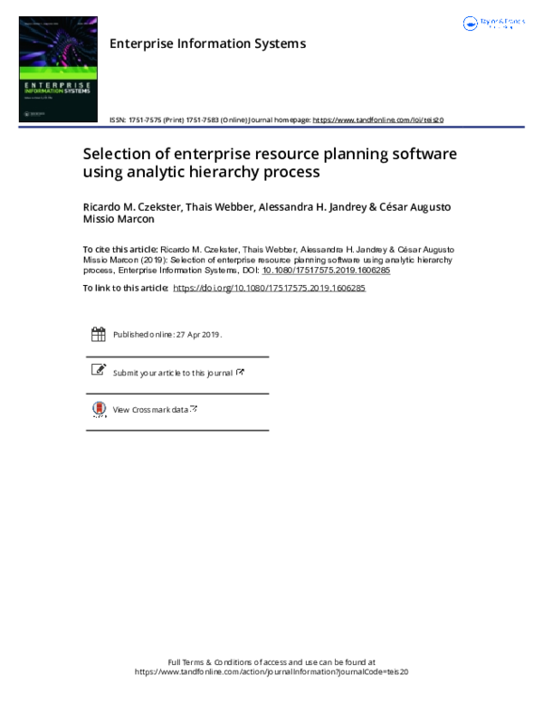 (PDF) Selection of enterprise resource planning software using analytic ...