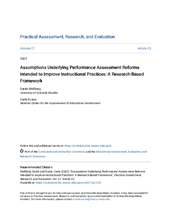 (PDF) Performance Assessment's Impact on Instructional Change