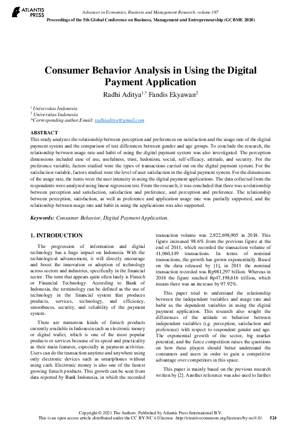 (PDF) Consumer Behavior Analysis in Using the Digital Payment Application