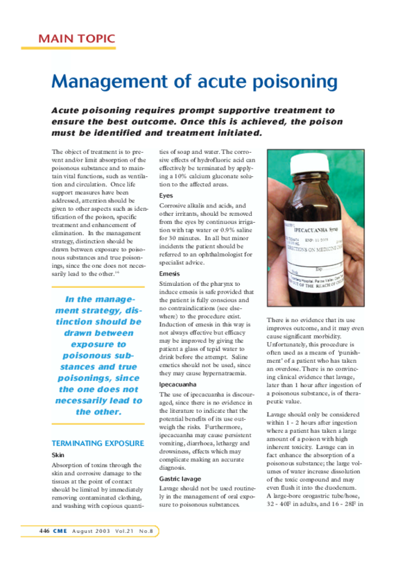 (PDF) Management of acute poisoning | Allister Vale - Academia.edu
