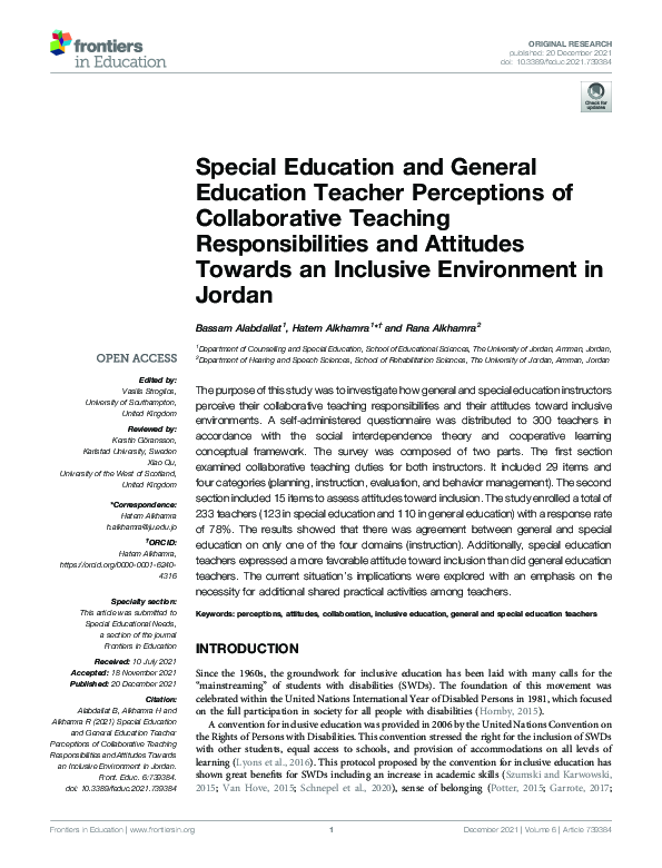 (PDF) Special Education and General Education Teacher Perceptions of ...
