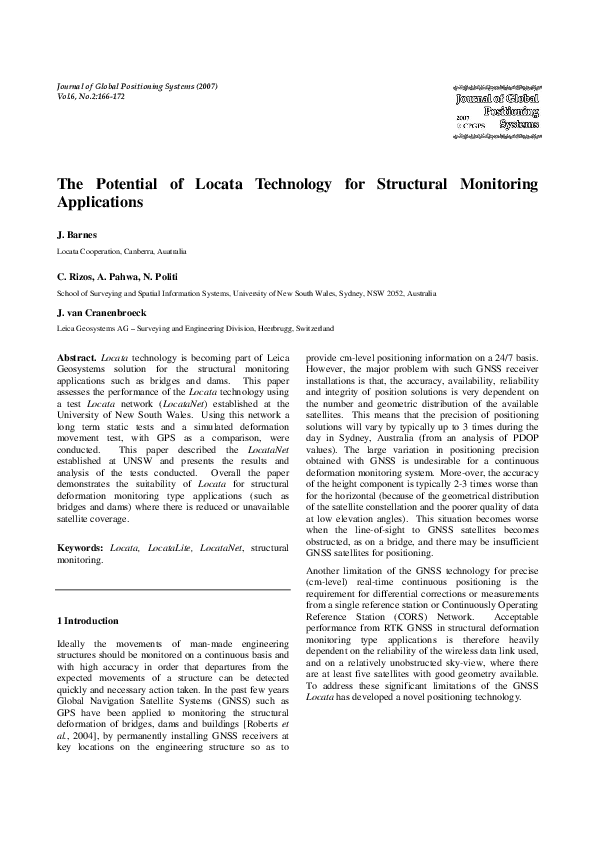 (PDF) The Potential of Locata Technology for Structural Monitoring ...